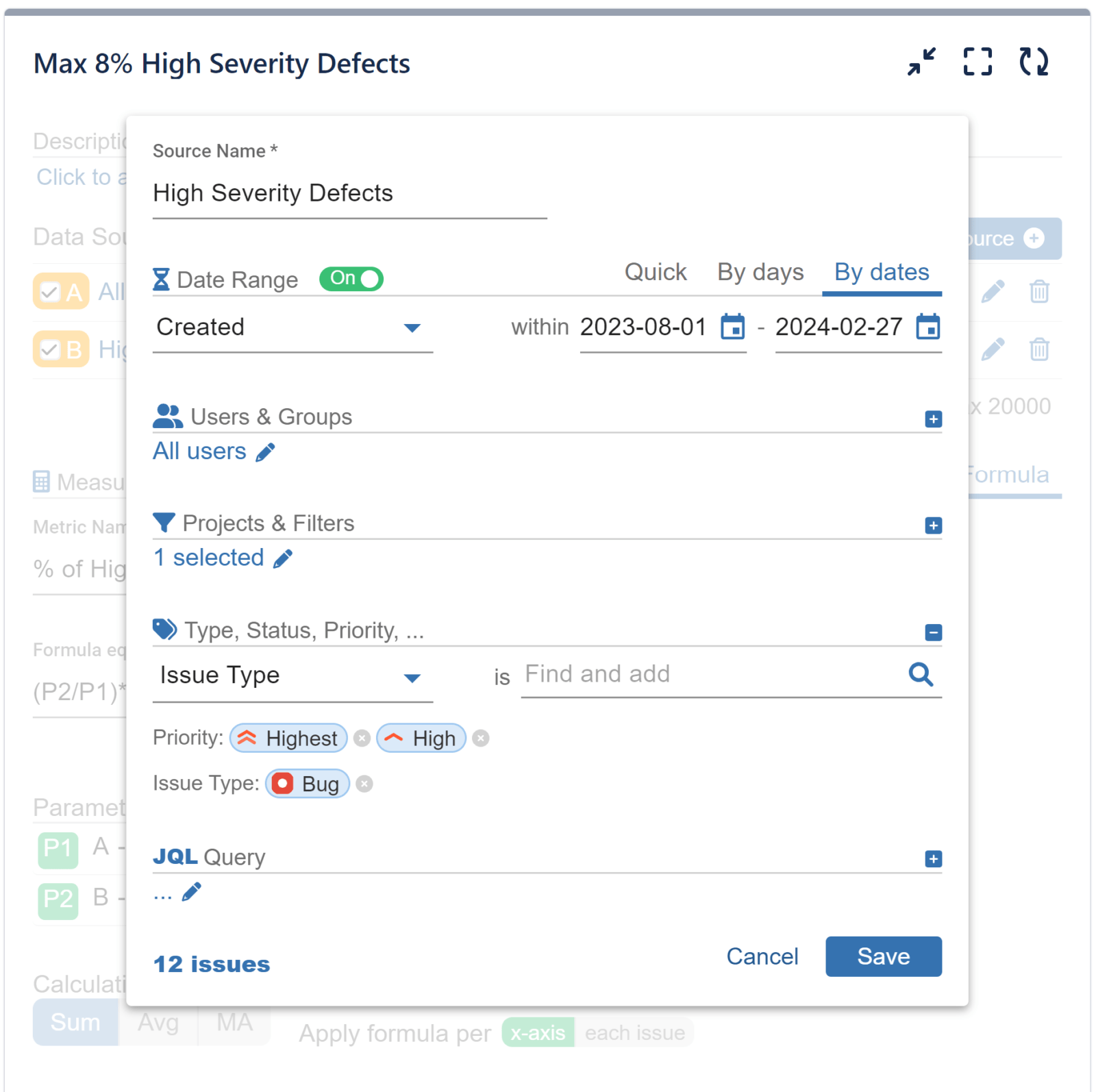 % of High Severity Defects I Track KPis in Jira