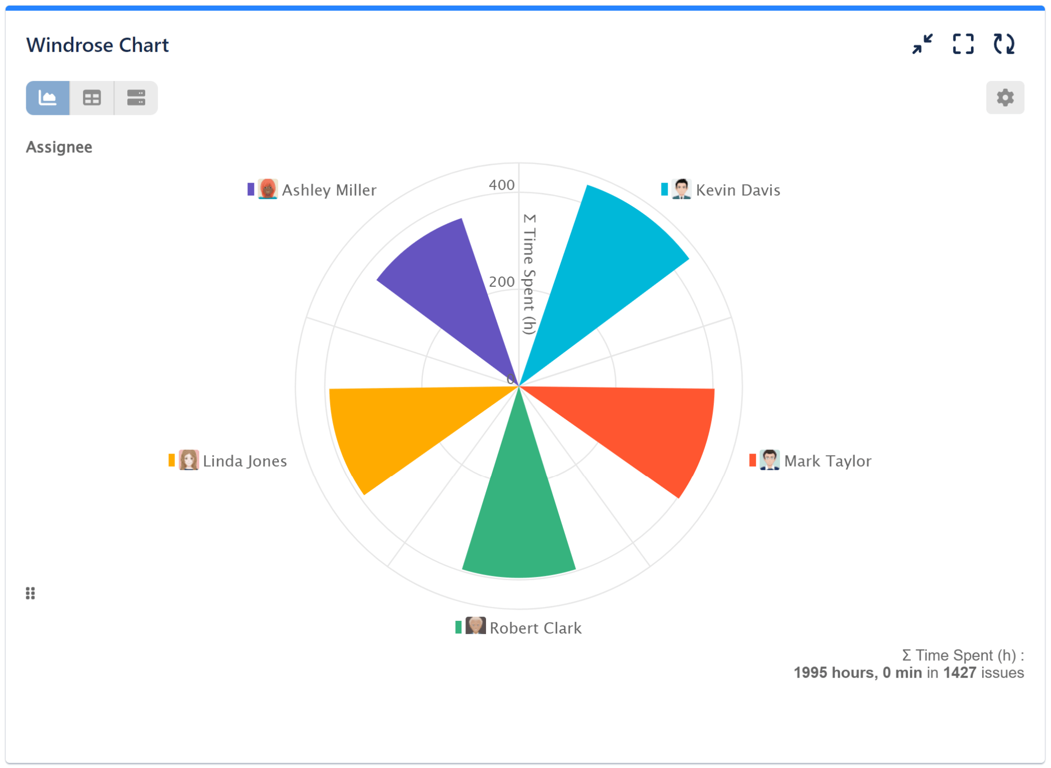 Wind Rose Chart on Jira Dashboard