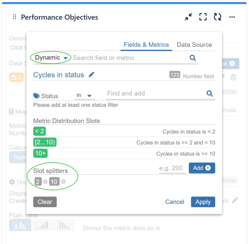 Metric Distribution I Performance Objectives for Jira app