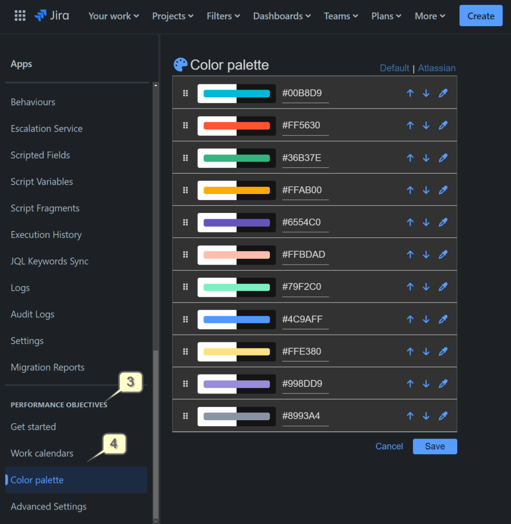 Custom colors I Performance Objectives: Charts for Jira app