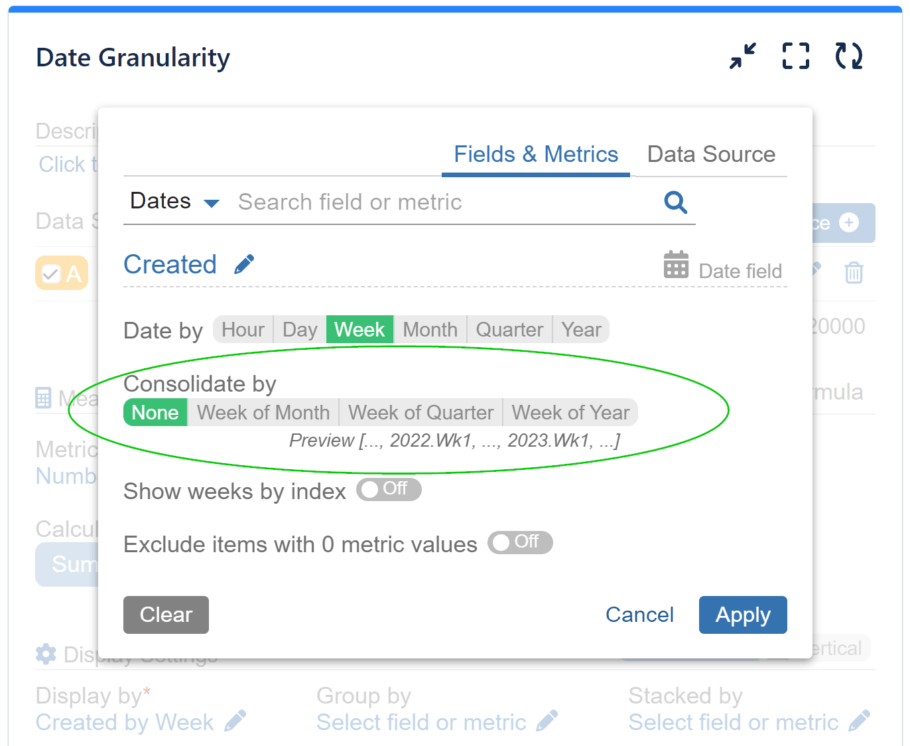 Date Granularity Data Grouping Performance Objectives Charts For Jira