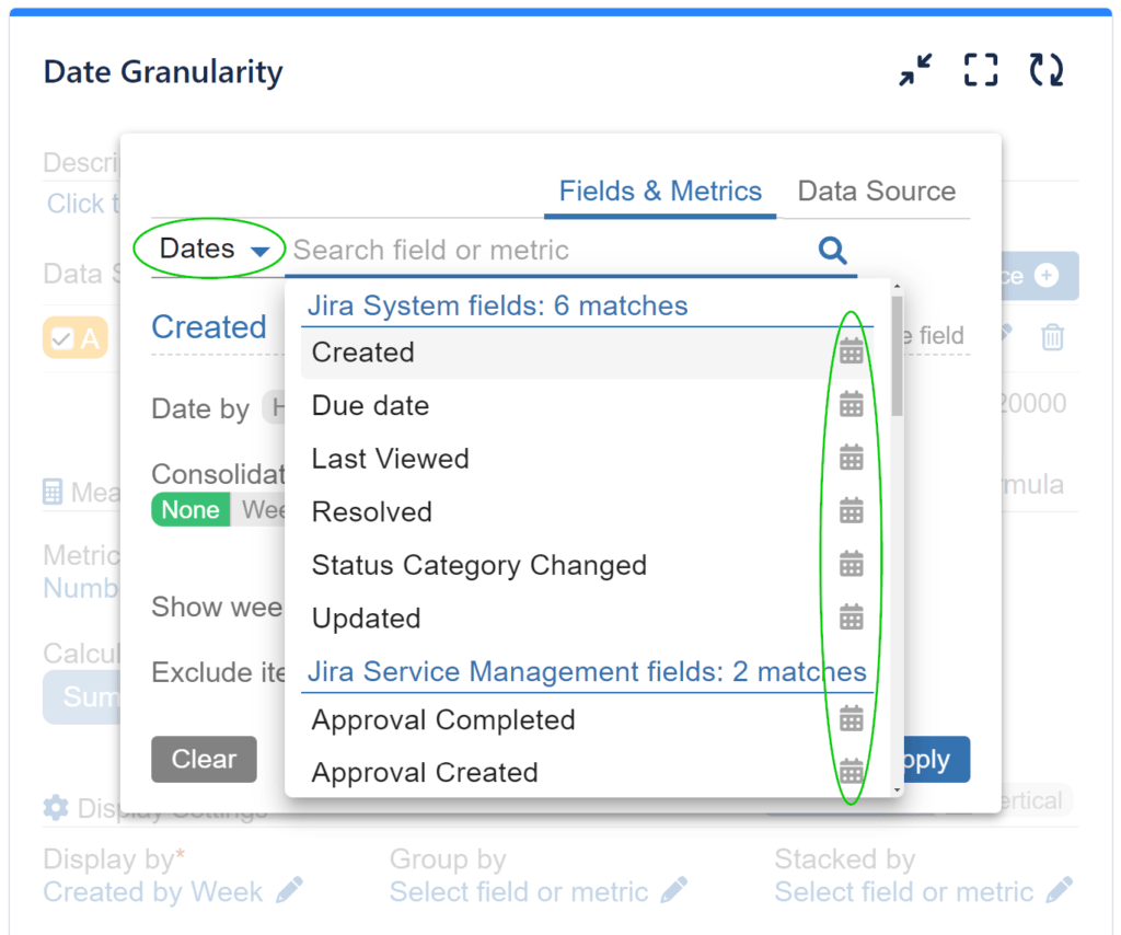 Date Granularity Data Grouping Performance Objectives Charts For Jira