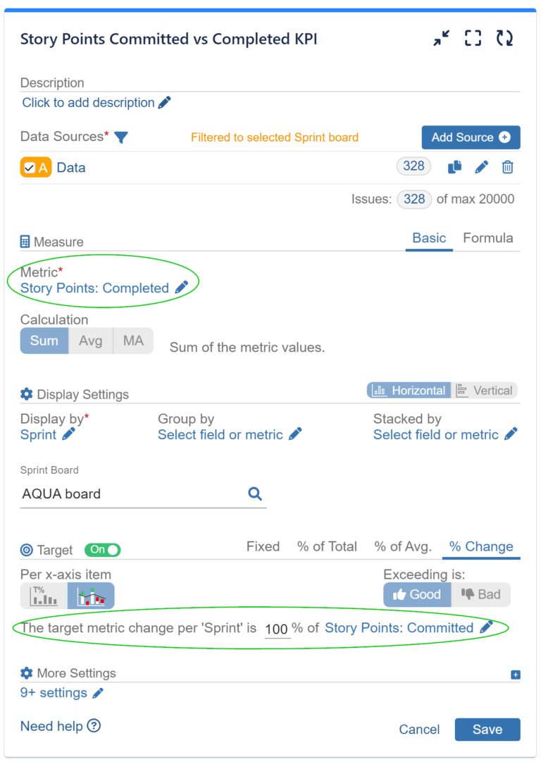 Filtering Options for 'Issues in Sprint' and 'Story Points'